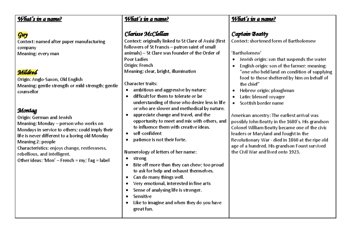 W1L3: Symbols and Motifs in Fahrenheit 451 Analysis - Studocu