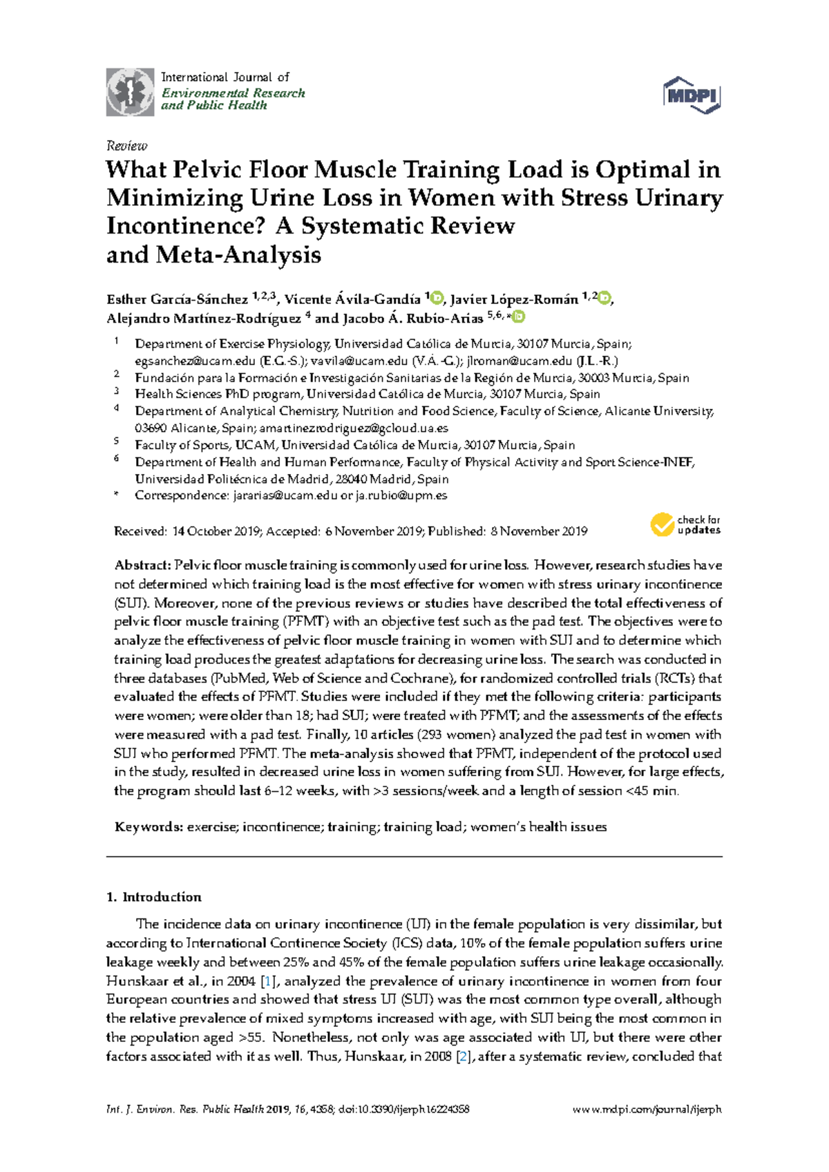 Optimal Pelvic Floor Muscle Training Load for Reducing Urine Loss in ...