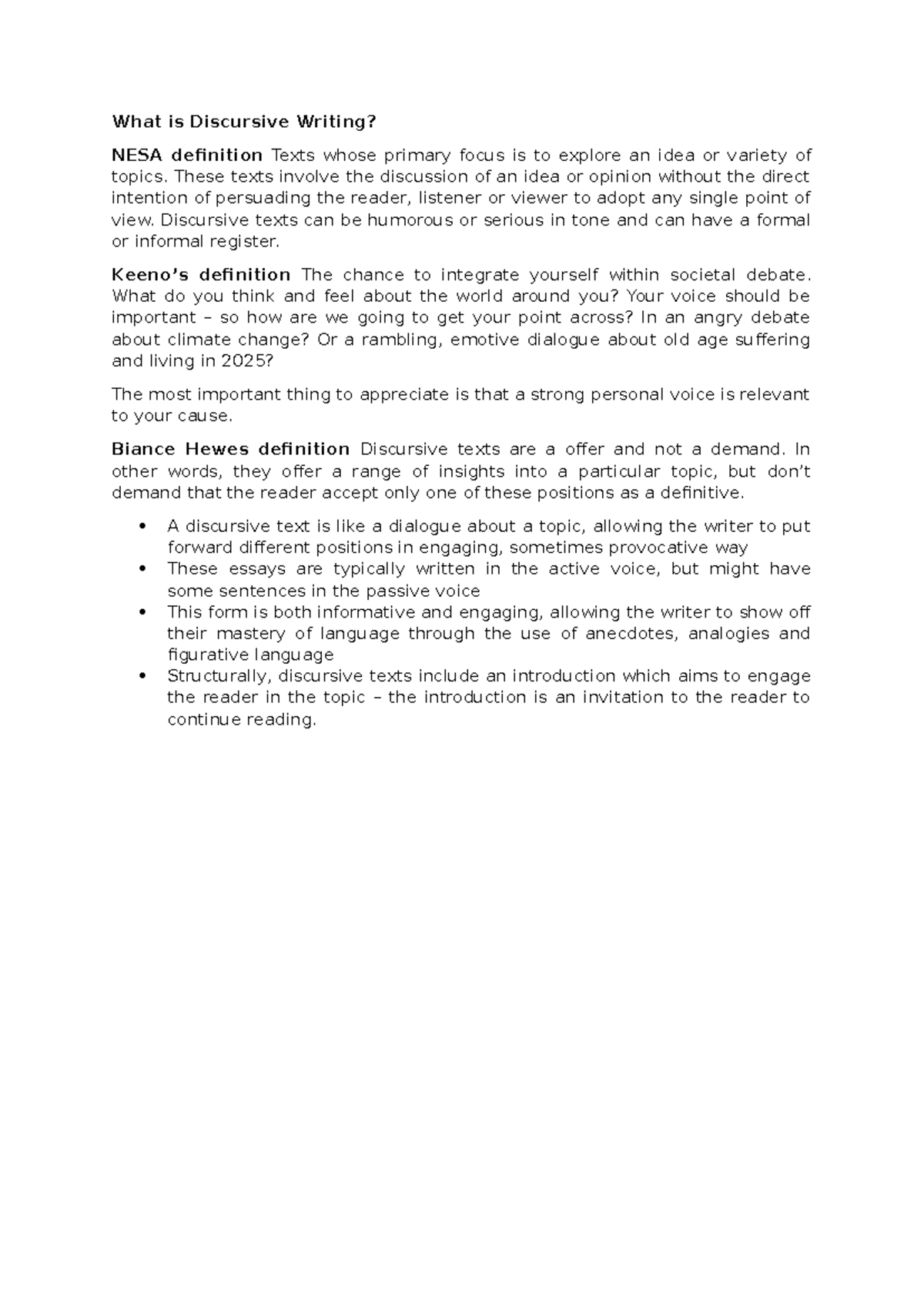 Understanding Discursive Writing: A Comprehensive Guide - Studocu