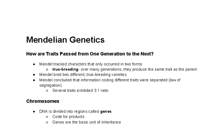 Biol111: Mendelian Genetics - Traits & Inheritance Explained - Studocu