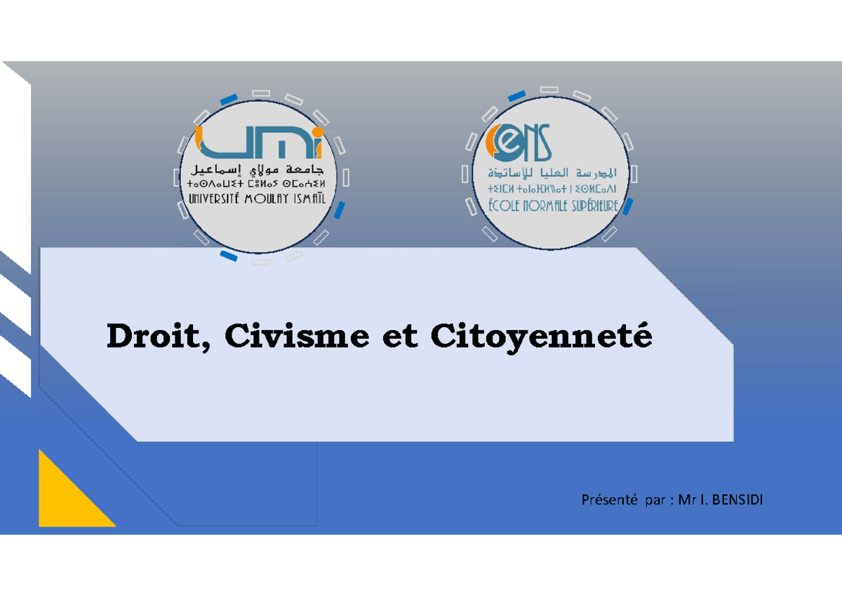 Droit, Civisme et Citoyenneté - Notes de Cours et Concepts Essentiels ...