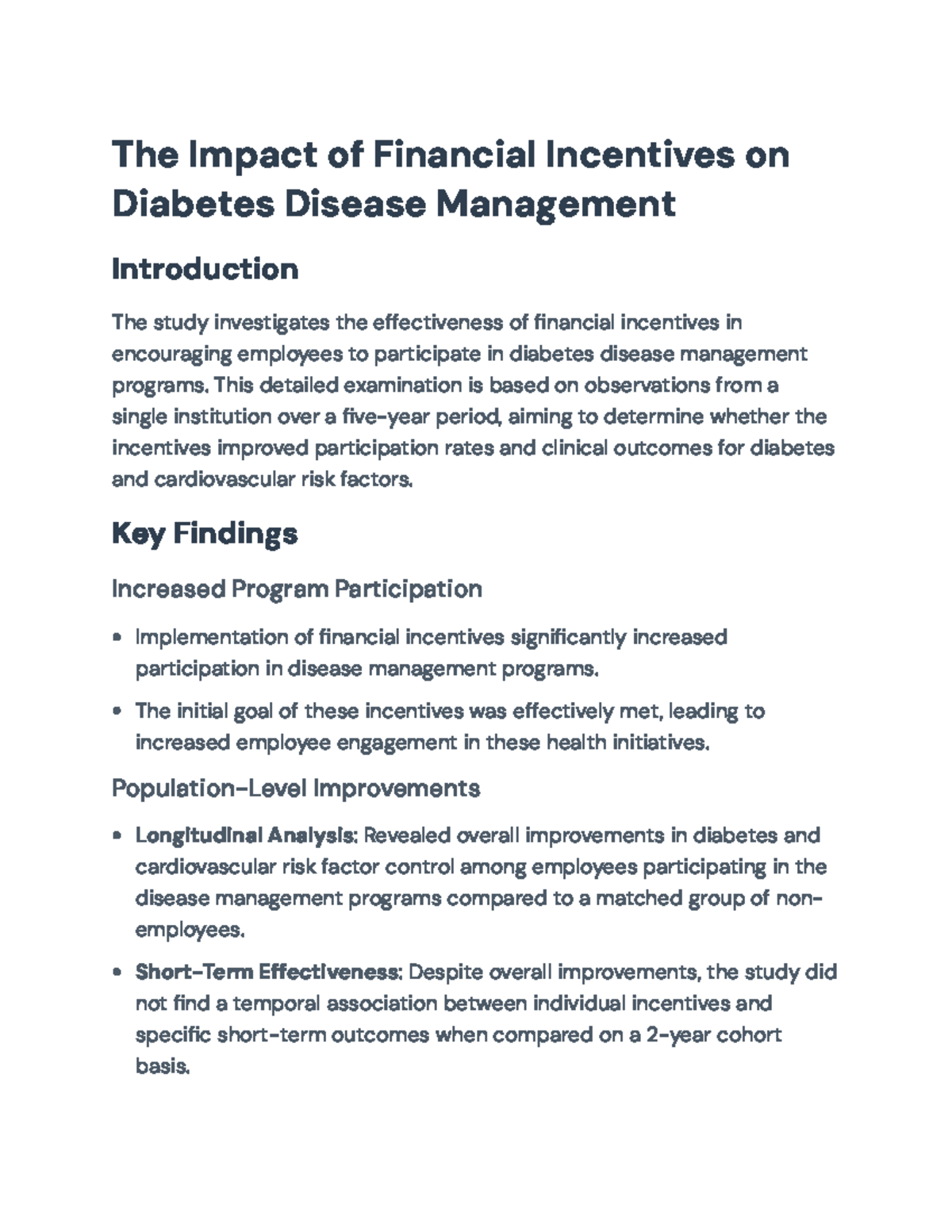 Financial Incentives in Diabetes Management: Effectiveness and ...