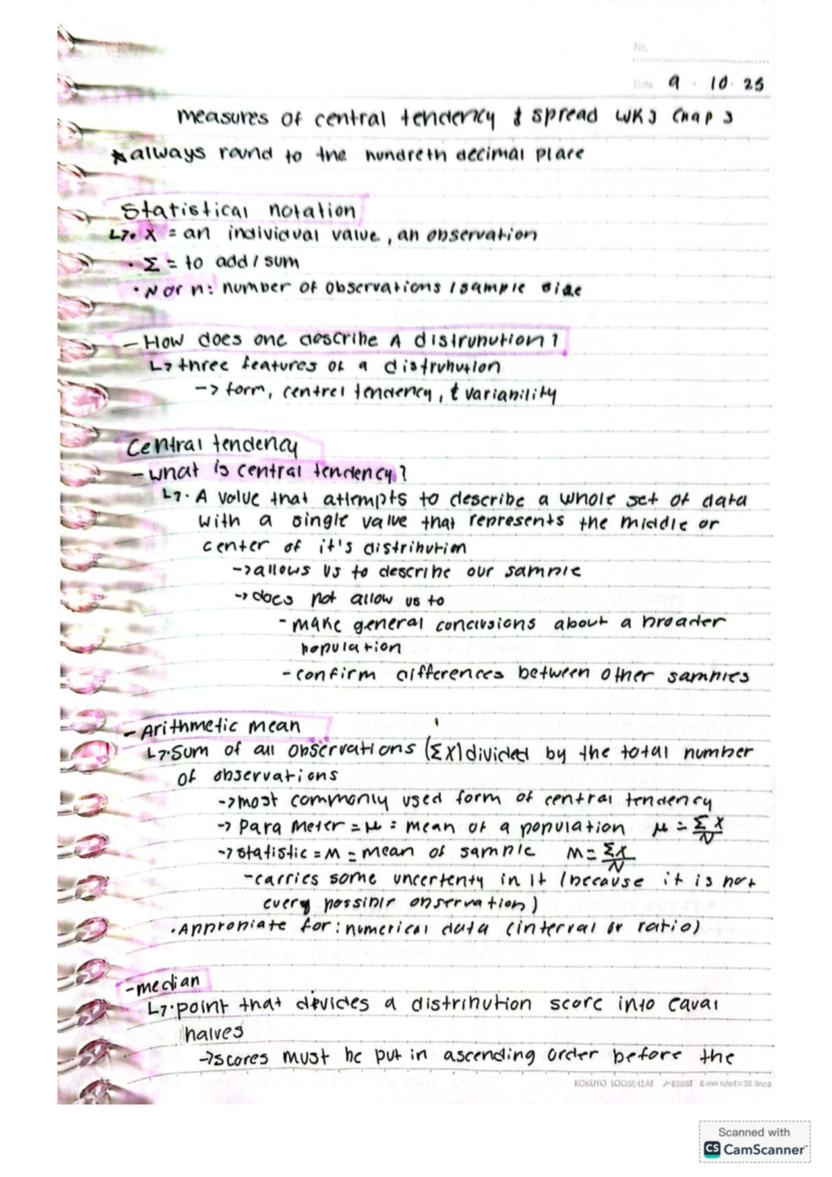 WK3 Chap 3: Measures of Central Tendency & Variability Notes - Studocu