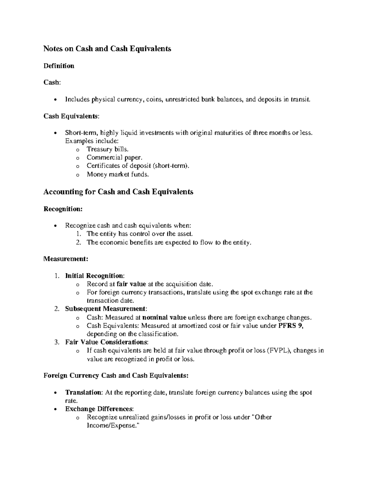 Cash and Cash Equivalents Overview: Accounting and Disclosure Notes ...