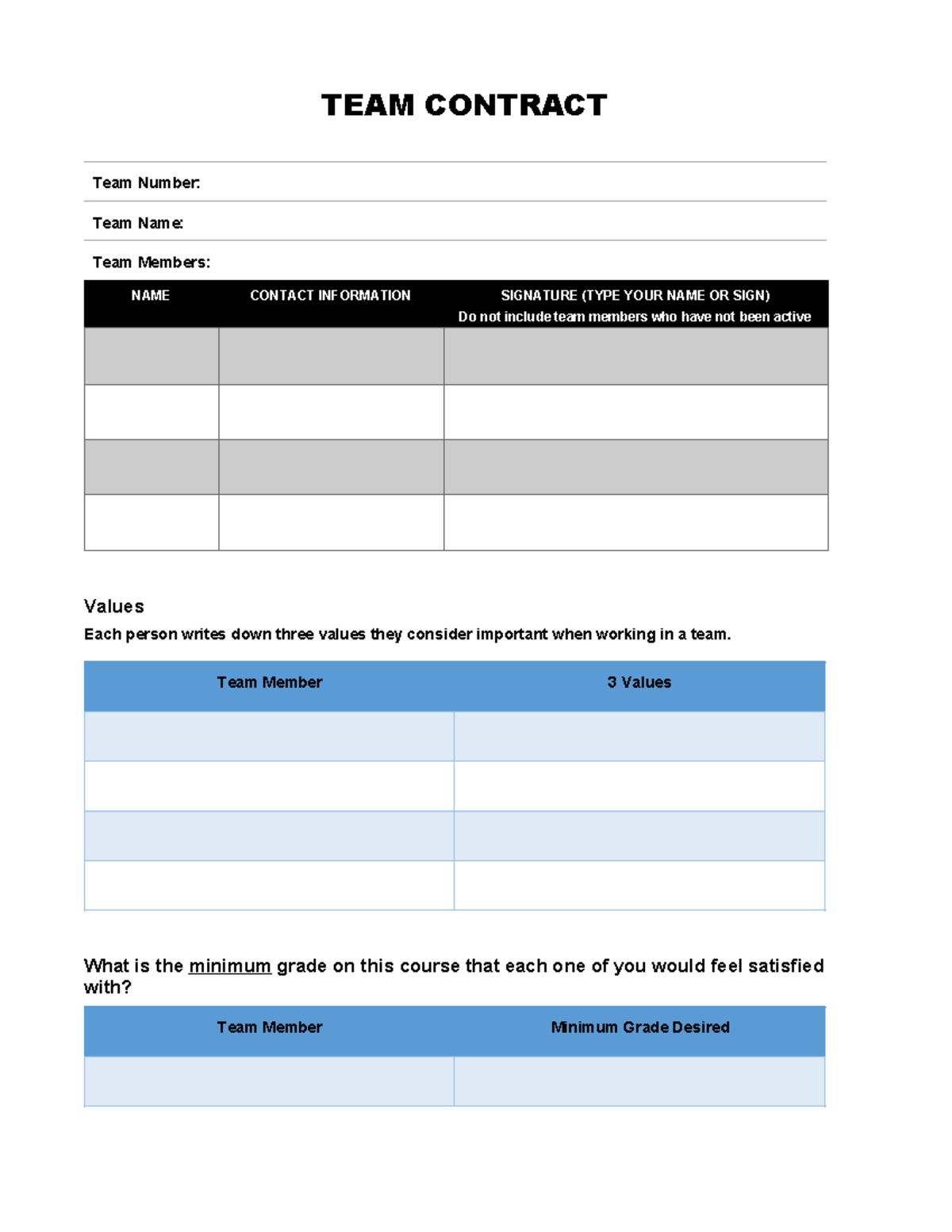 Team Contract 2026: Goals & Roles for Impact Business Model - Studocu