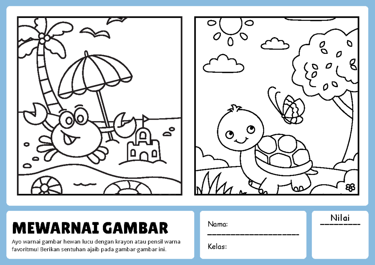 Lembar Kerja Mewarnai Hewan Ilustrasi Gaya Anak-Anak - ppkn buku guru ...