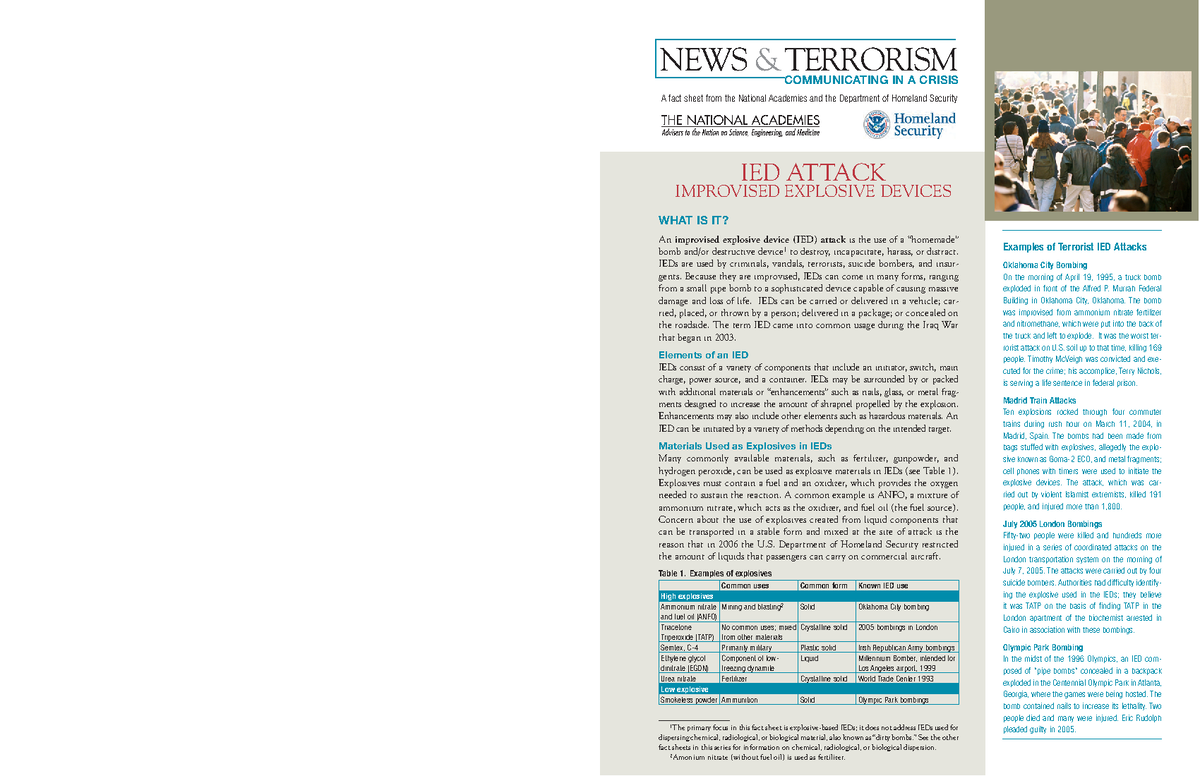 Prep ied fact sheet - Essay on explosion - NEWs & tErrorIsm A fact ...