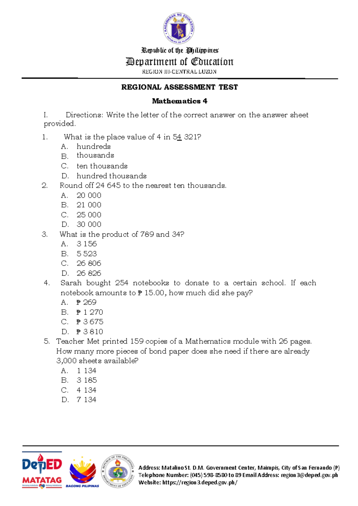 RAT Math 4 - Final Exam Review and Practice Questions - Studocu