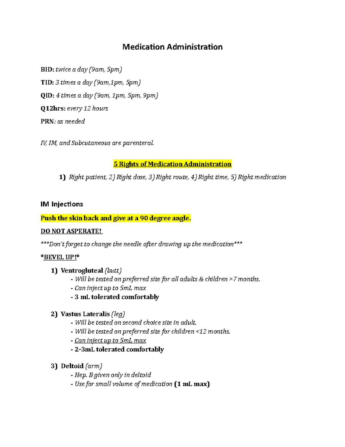 Medication Administration Notes - Medicaion Administraion BID: twice a ...