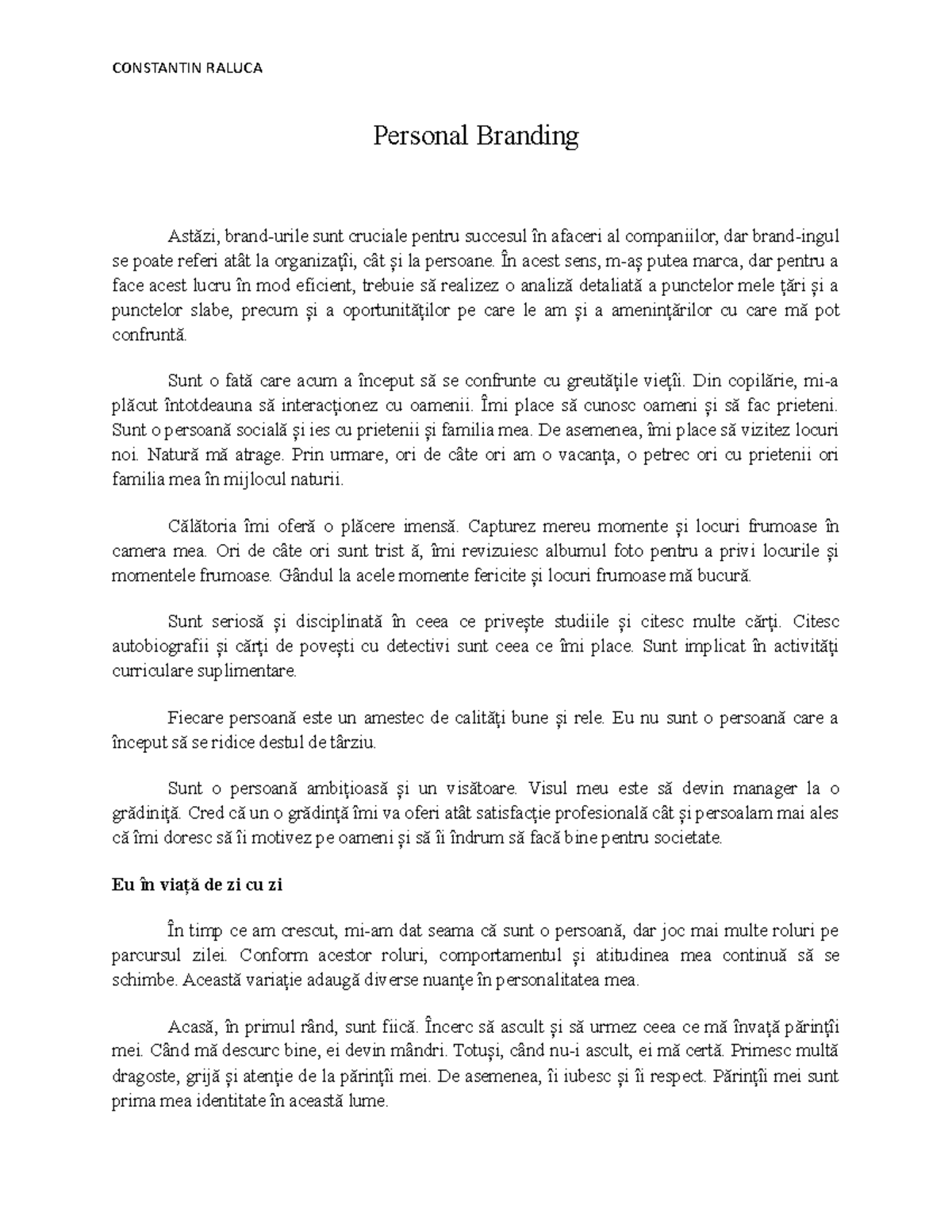 Personal Branding Constantin Raluca - CONSTANTIN RALUCA Personal ...