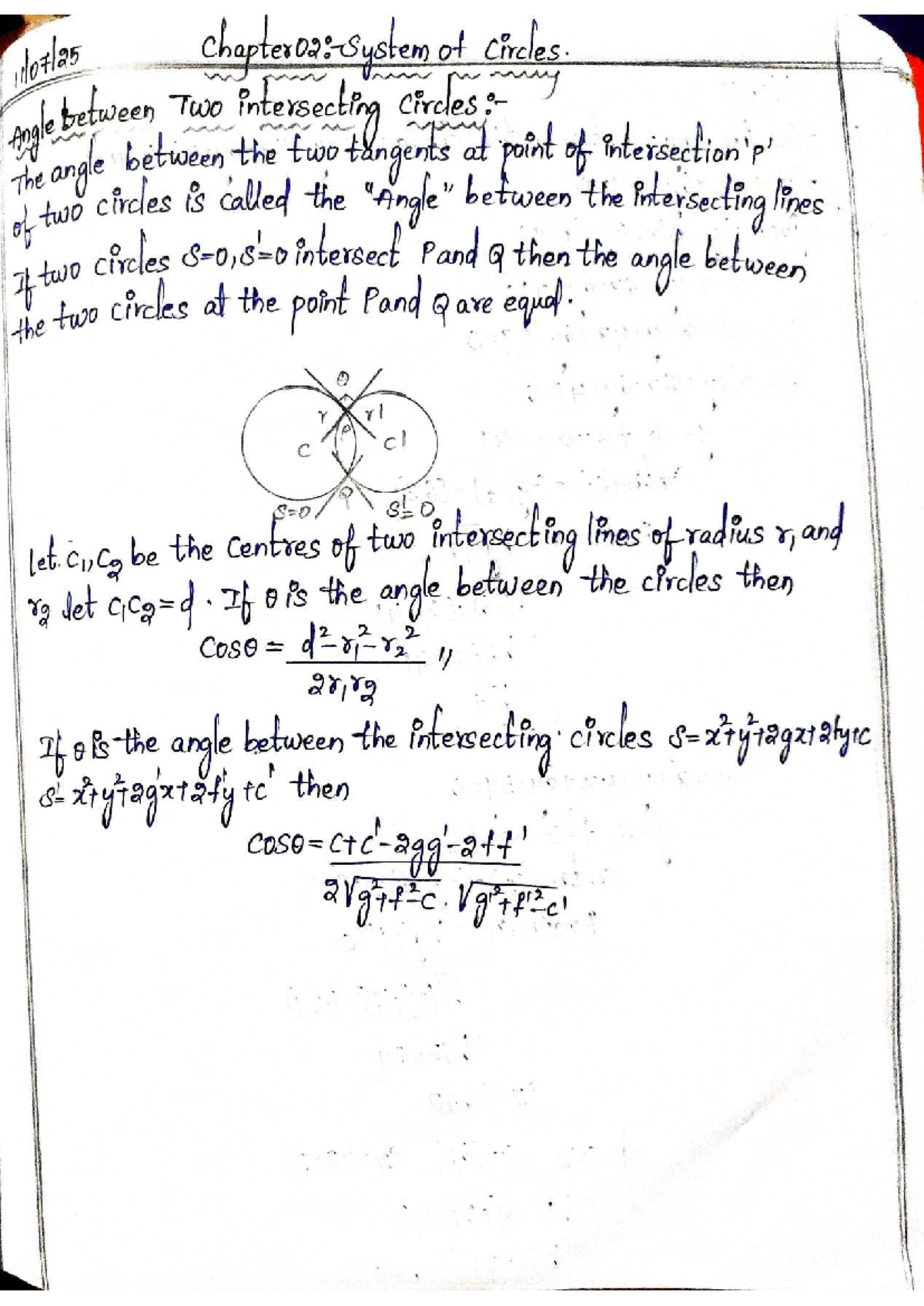 Angle Between Two Intersecting Circles: CN Notes on Circle Systems ...