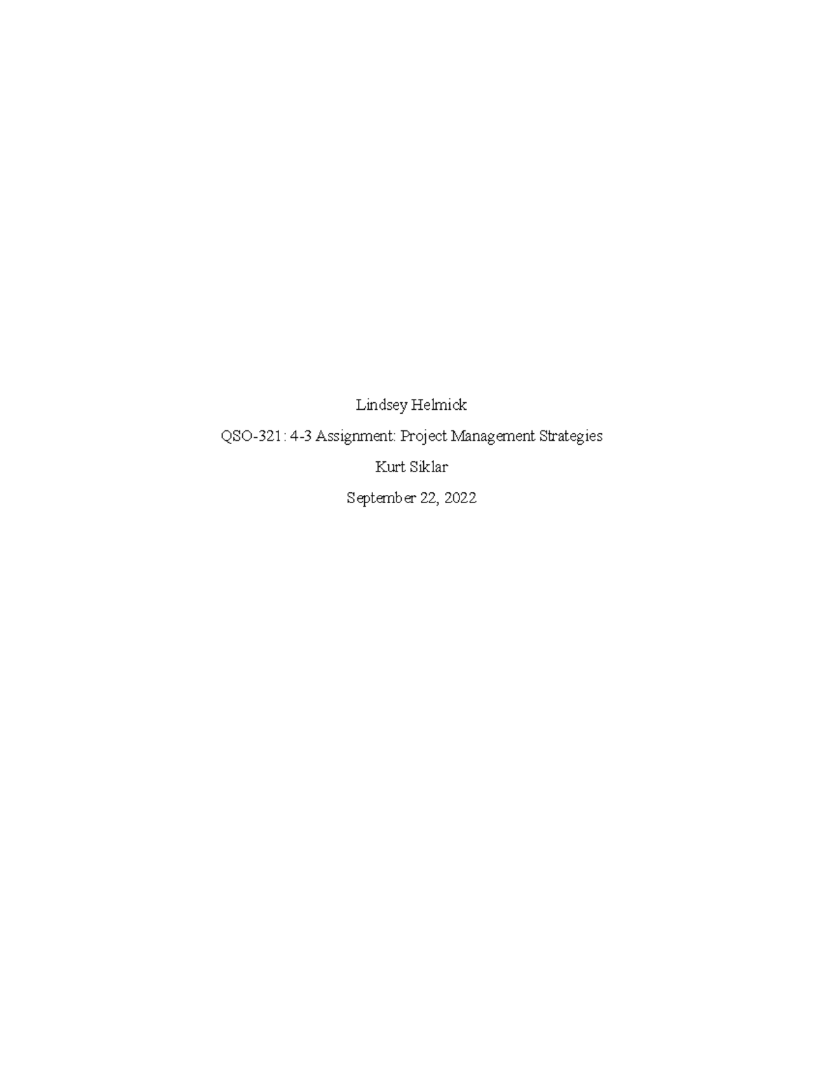 QSO-321 - Module 4: Project Management & Lean Strategies Report - Studocu