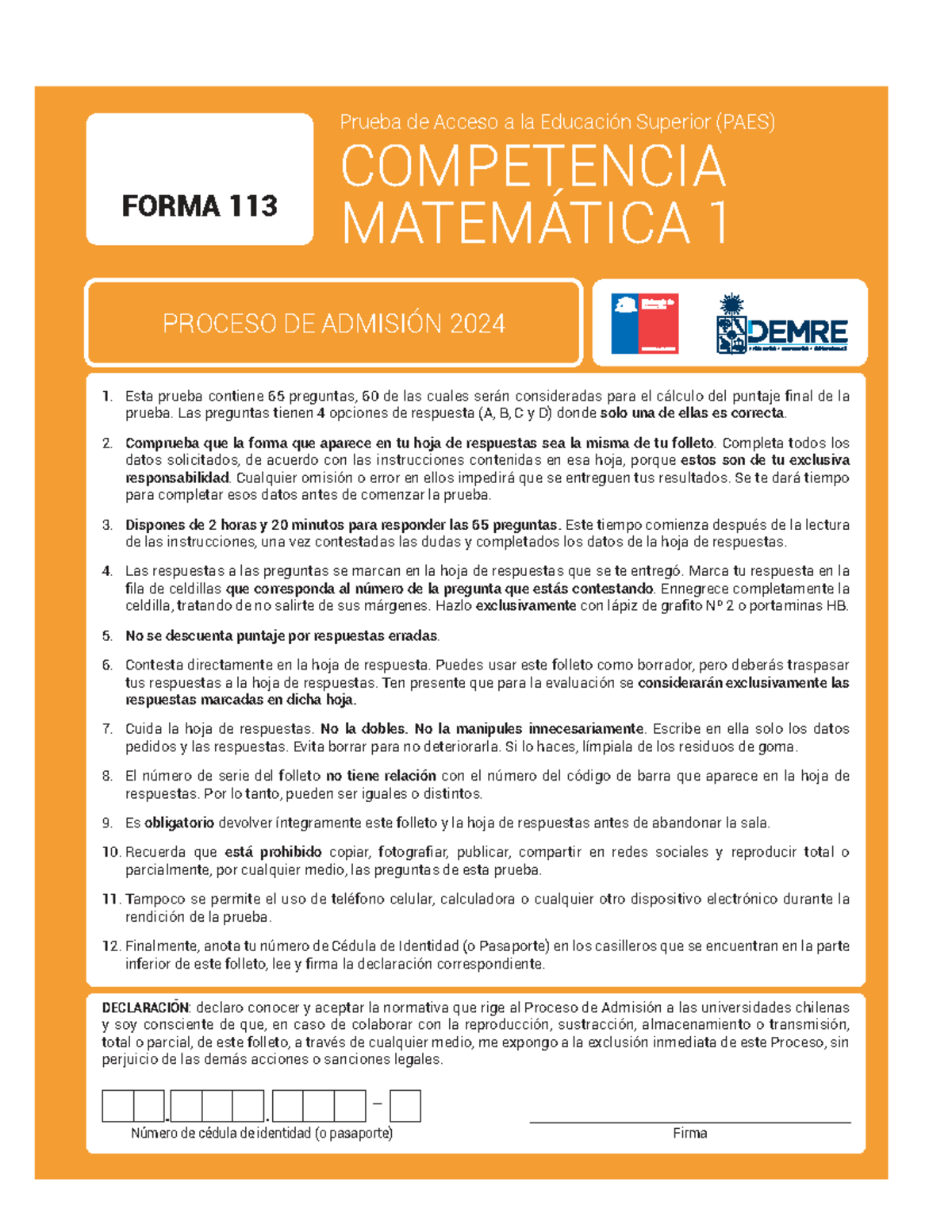 Prueba de Acceso a la Educación Superior (PAES) 2024 - Competencia ...