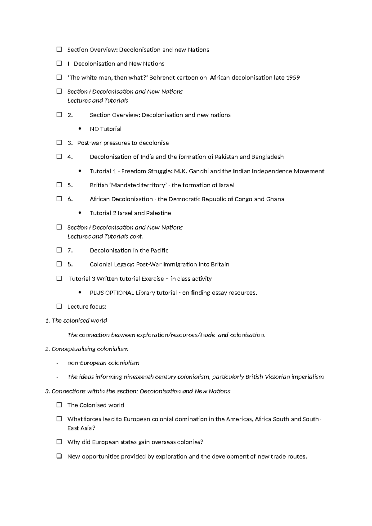 HIST137 Final Exam: Overview of Decolonisation and New Nations - Studocu