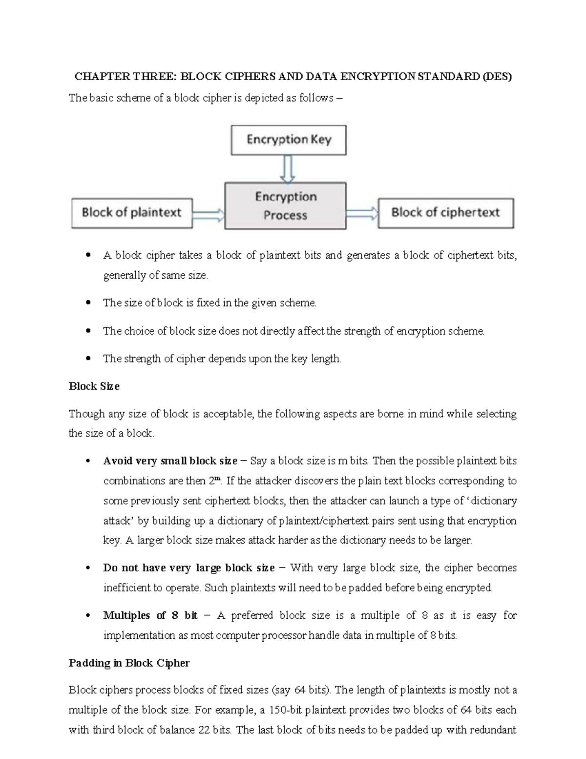 Chapter 3 & 4: Block Ciphers - DES & AES Overview - Studocu