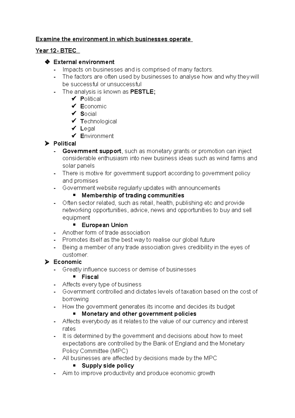 Understanding Business Environments: A Comprehensive Guide (Year 12 ...