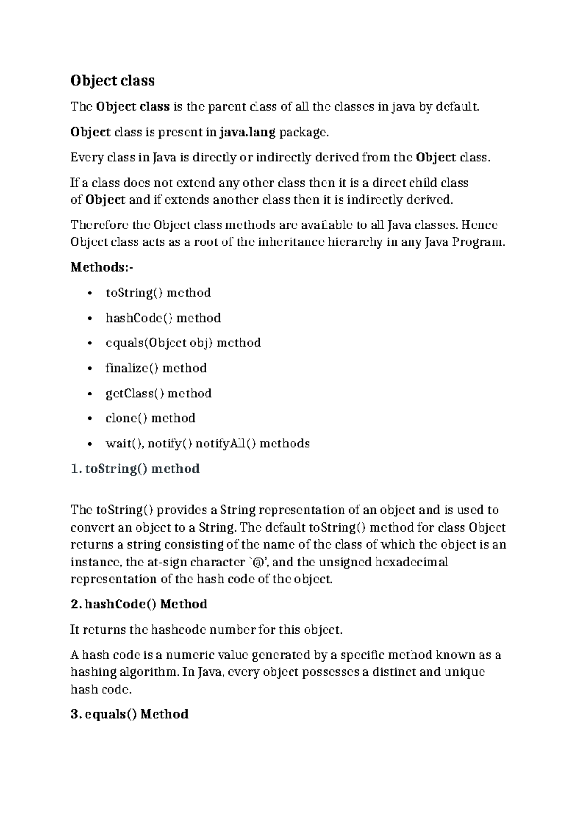 Java Object Class Overview And Its Essential Methods Studocu