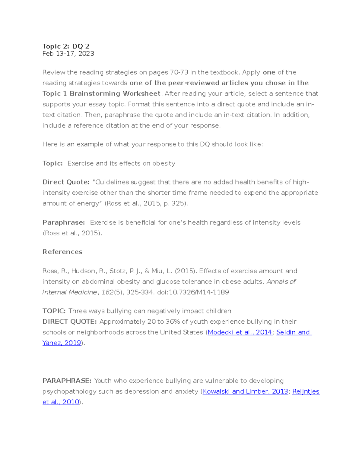 Discussion Question 2 Analysis Example - UNV 104 - Studocu