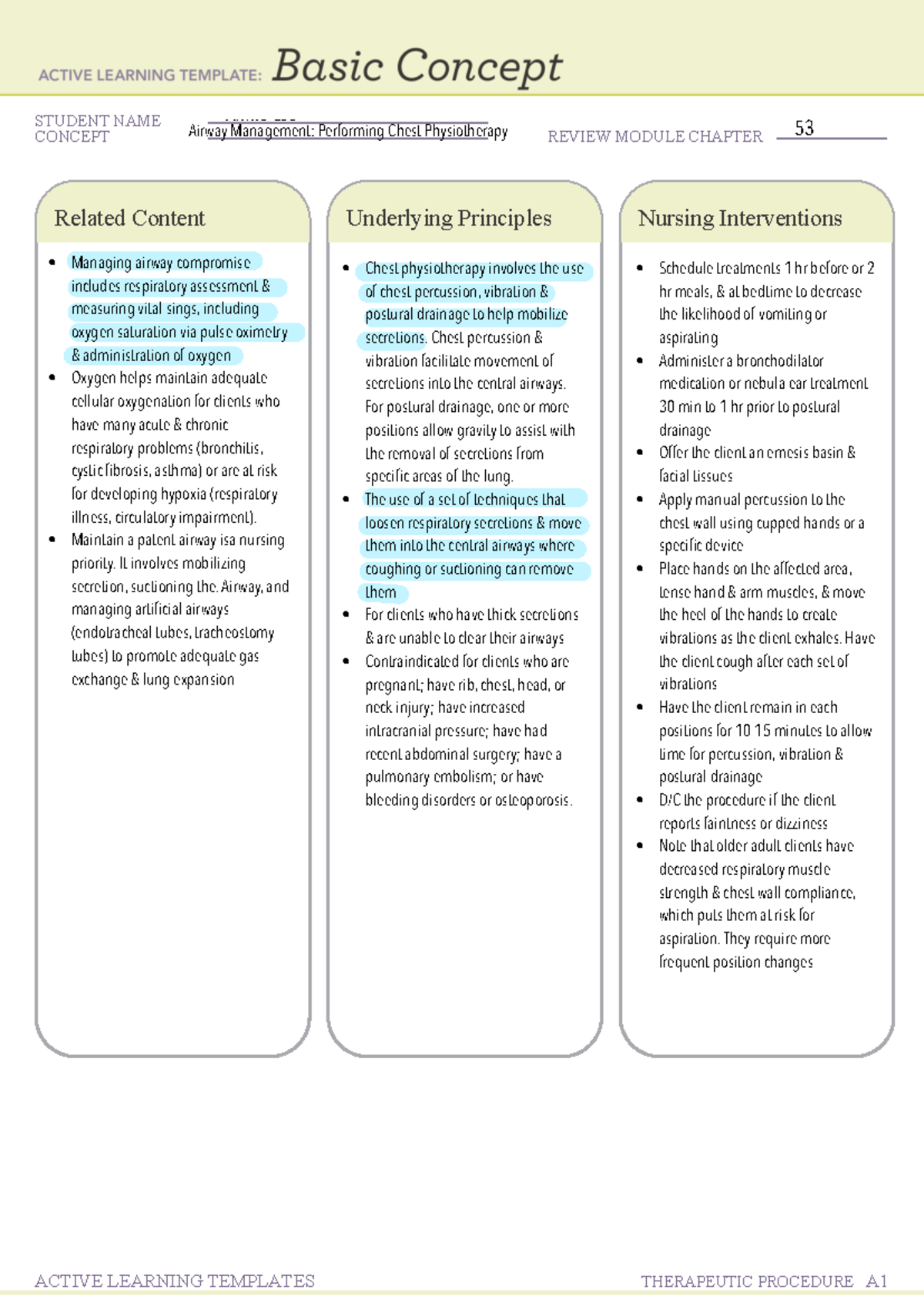 ATI ALT Basic Concepts: Airway Management & Health Promotion - Studocu