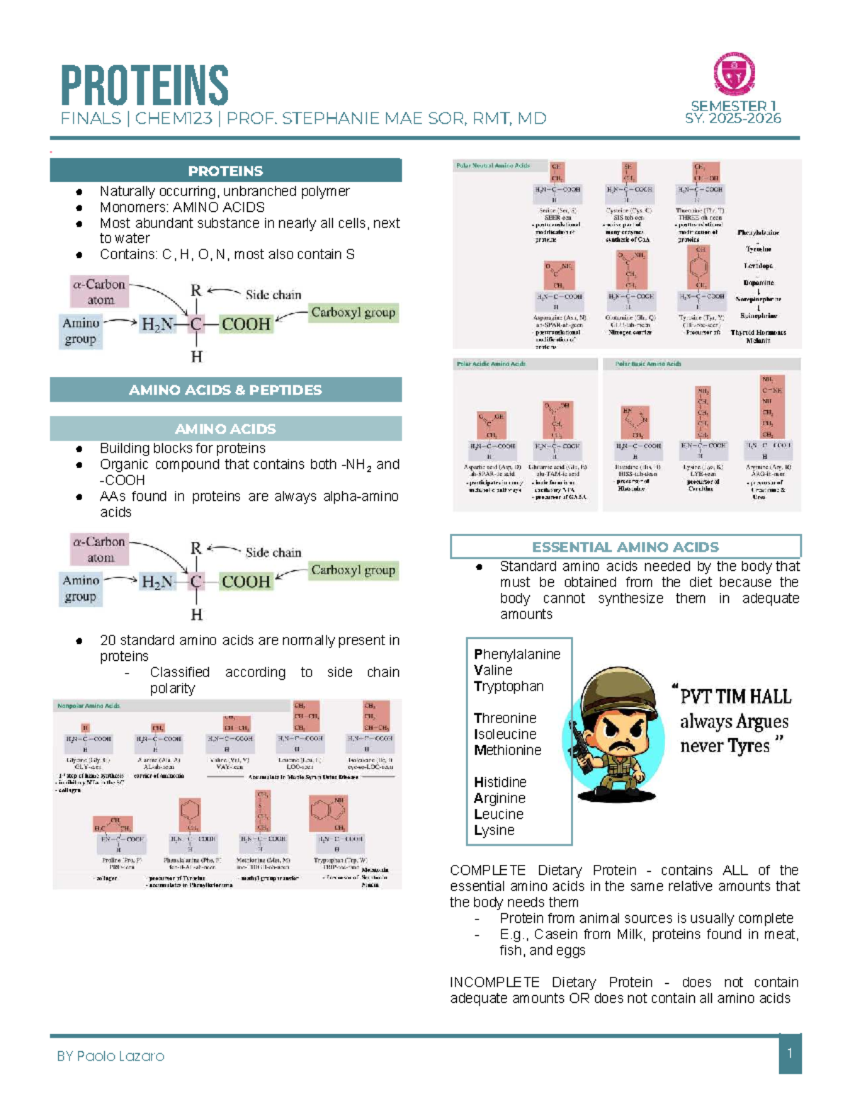 Proteins - Biochemistry Lecture Notes for CHEM123 Final Exam - Studocu