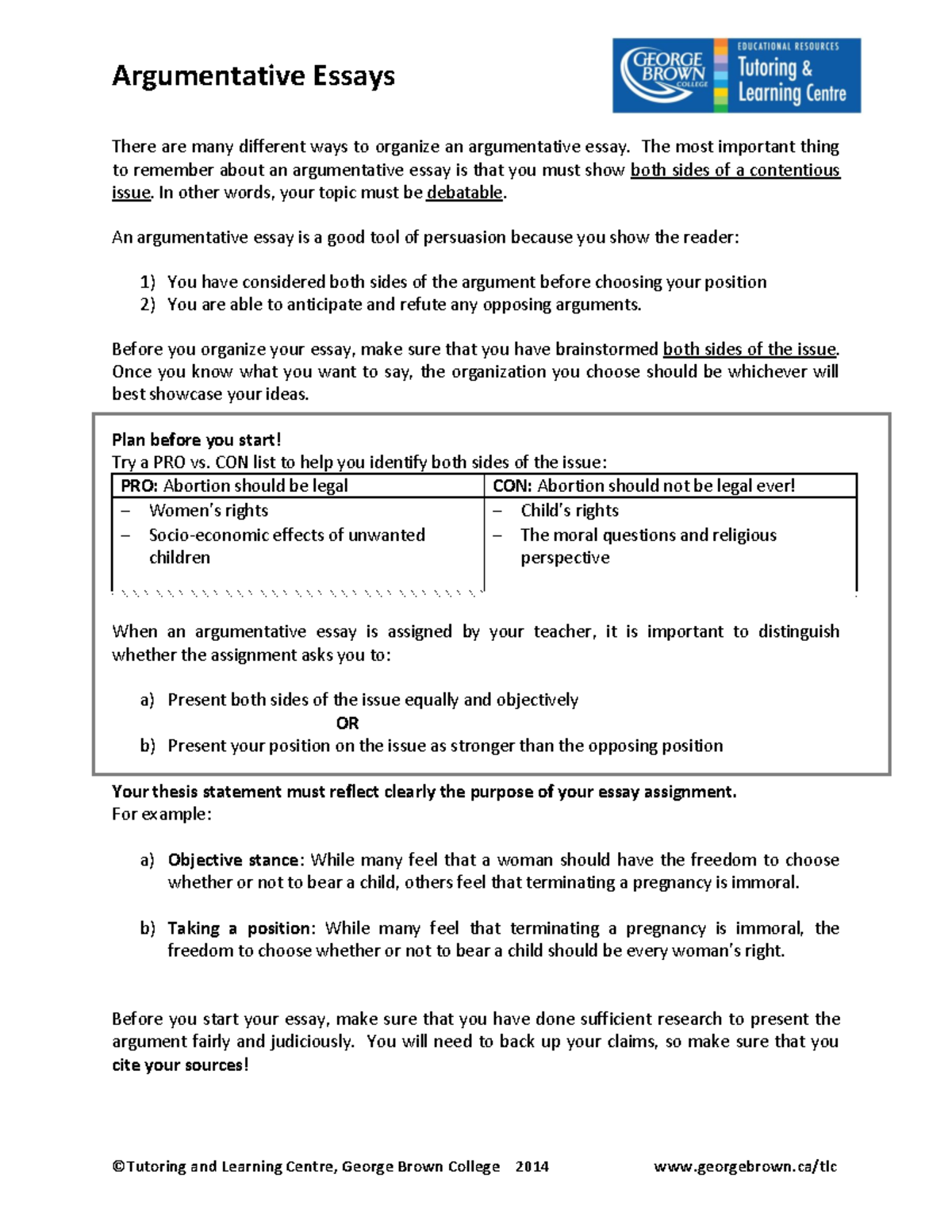 Argumentative essays - The most important thing to remember about an ...