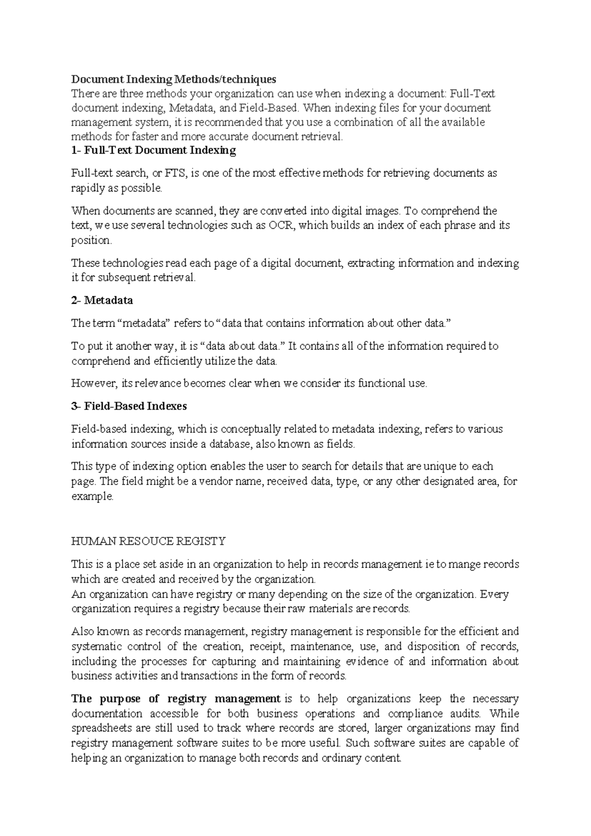 Document Indexing Methods: Enhancing Retrieval Efficiency - Studocu