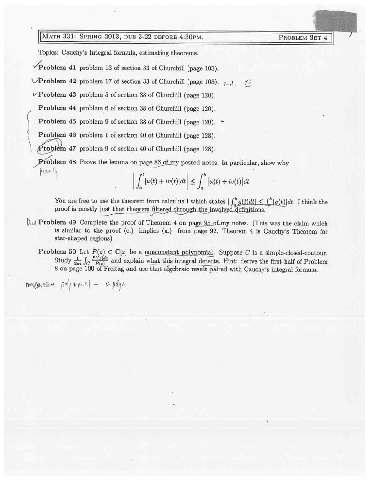 Seminar assignments Problem Set 4 solutions - MATH 331: SPRING 2013 ...