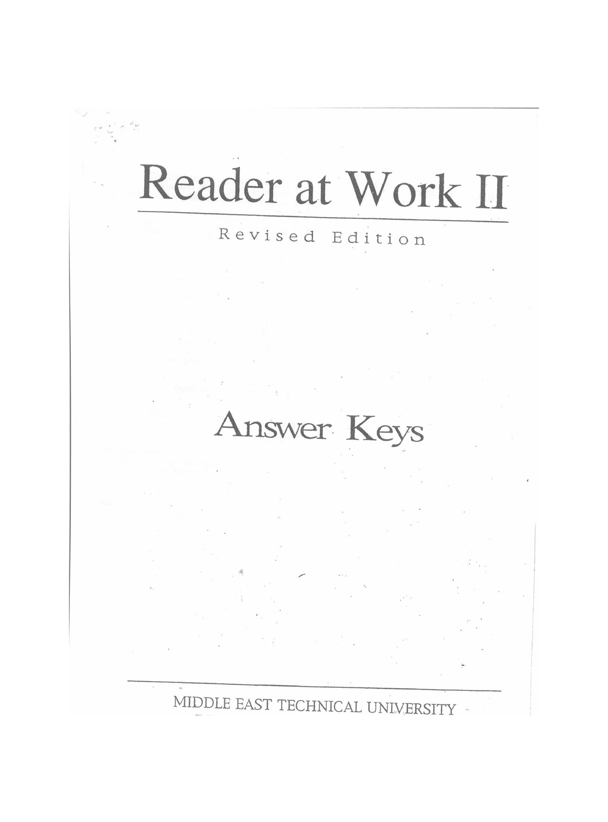 Reader At Work Answer Key and Solutions Guide - Studocu