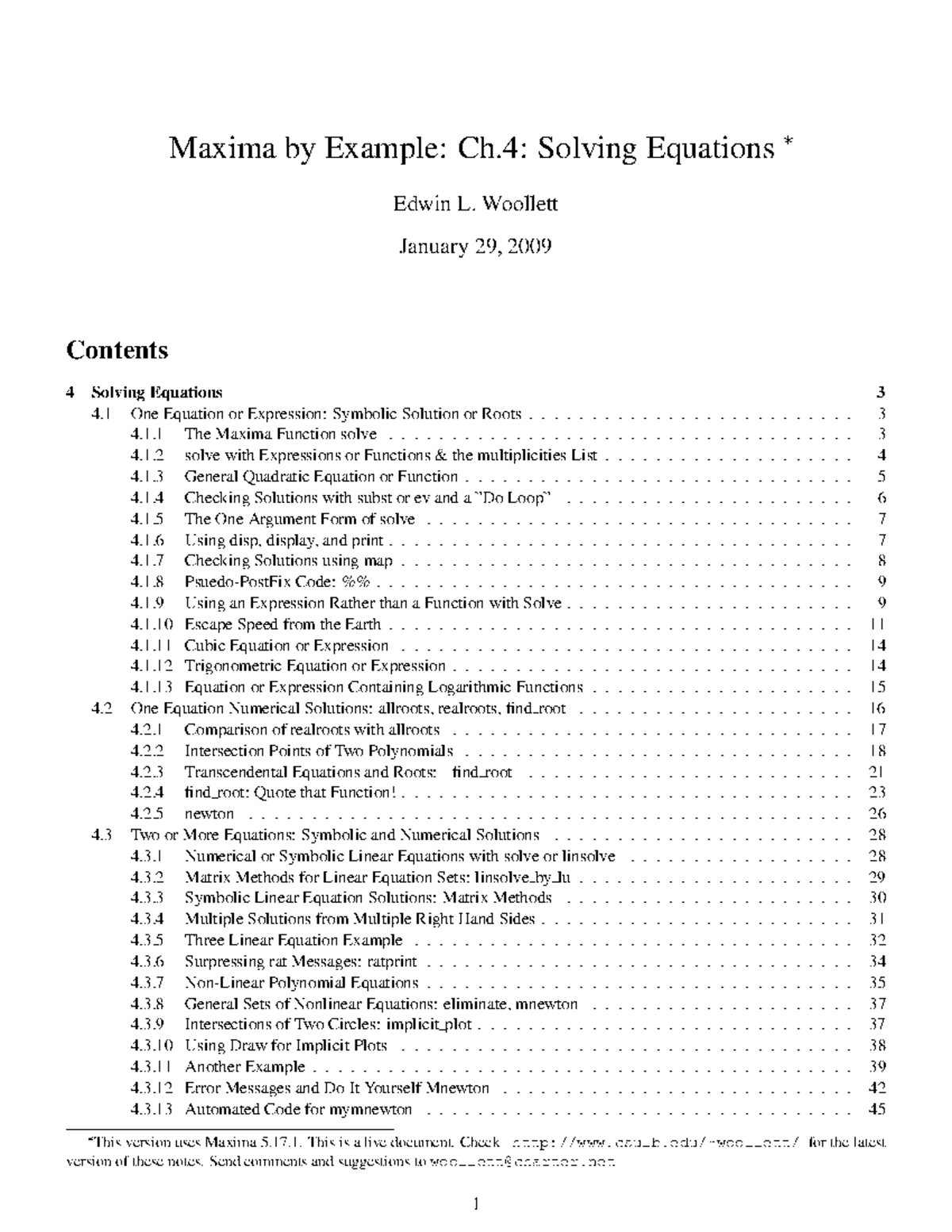 Maxima Example: Ch.4 - Solving Equations Overview (MBE4) - Studocu