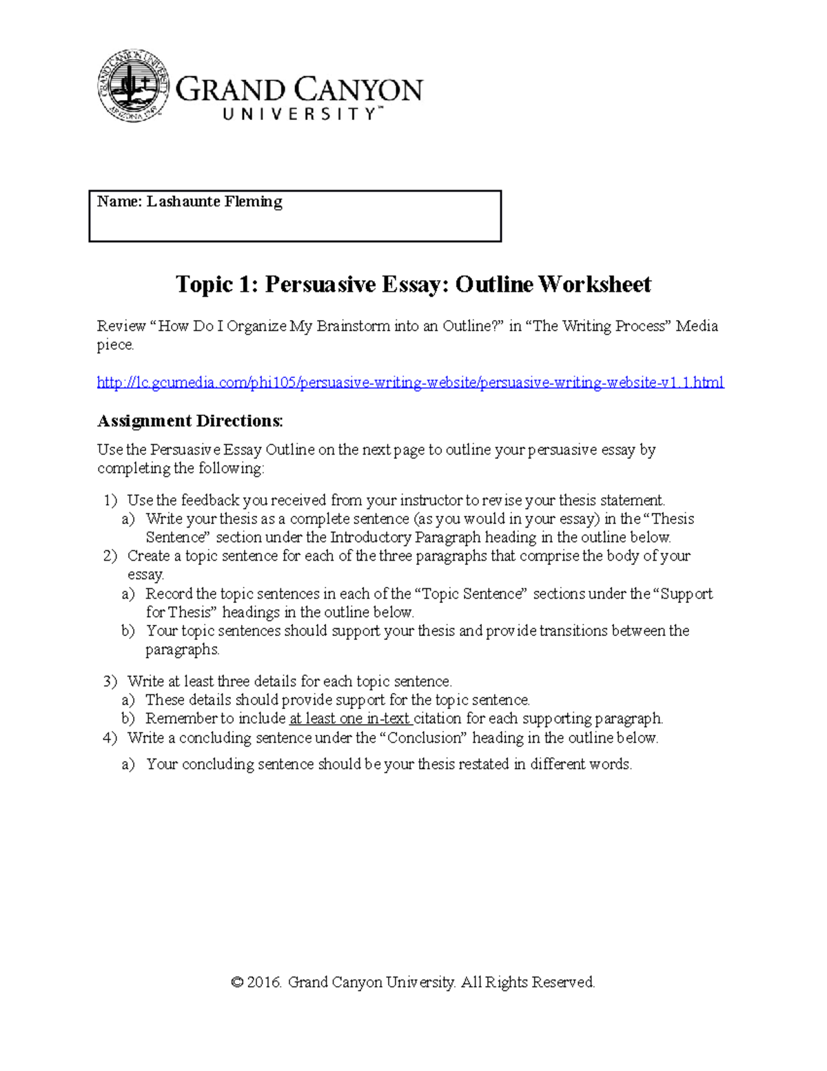 PHI-105 T-4 Persuasive Essay Outline Worksheet: Abortion Topic ...