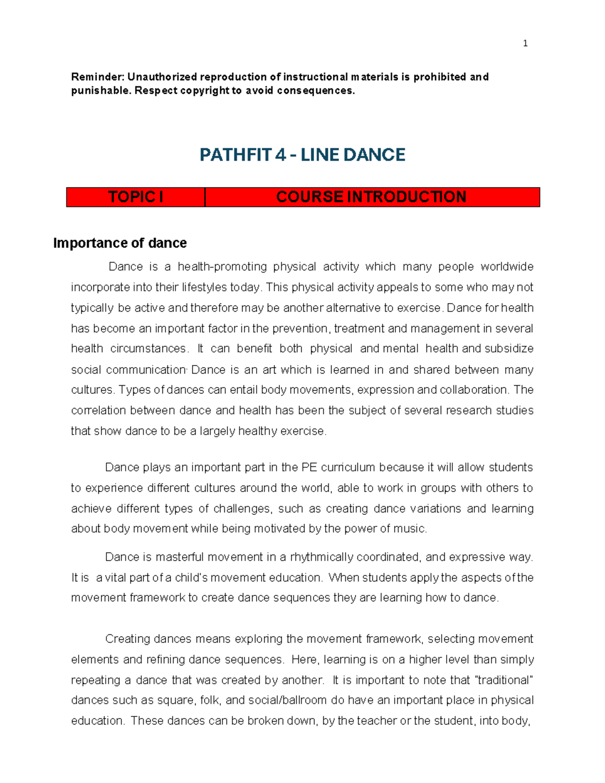 LINE Dance Module 2526: Exploring Dance's Health Benefits and ...