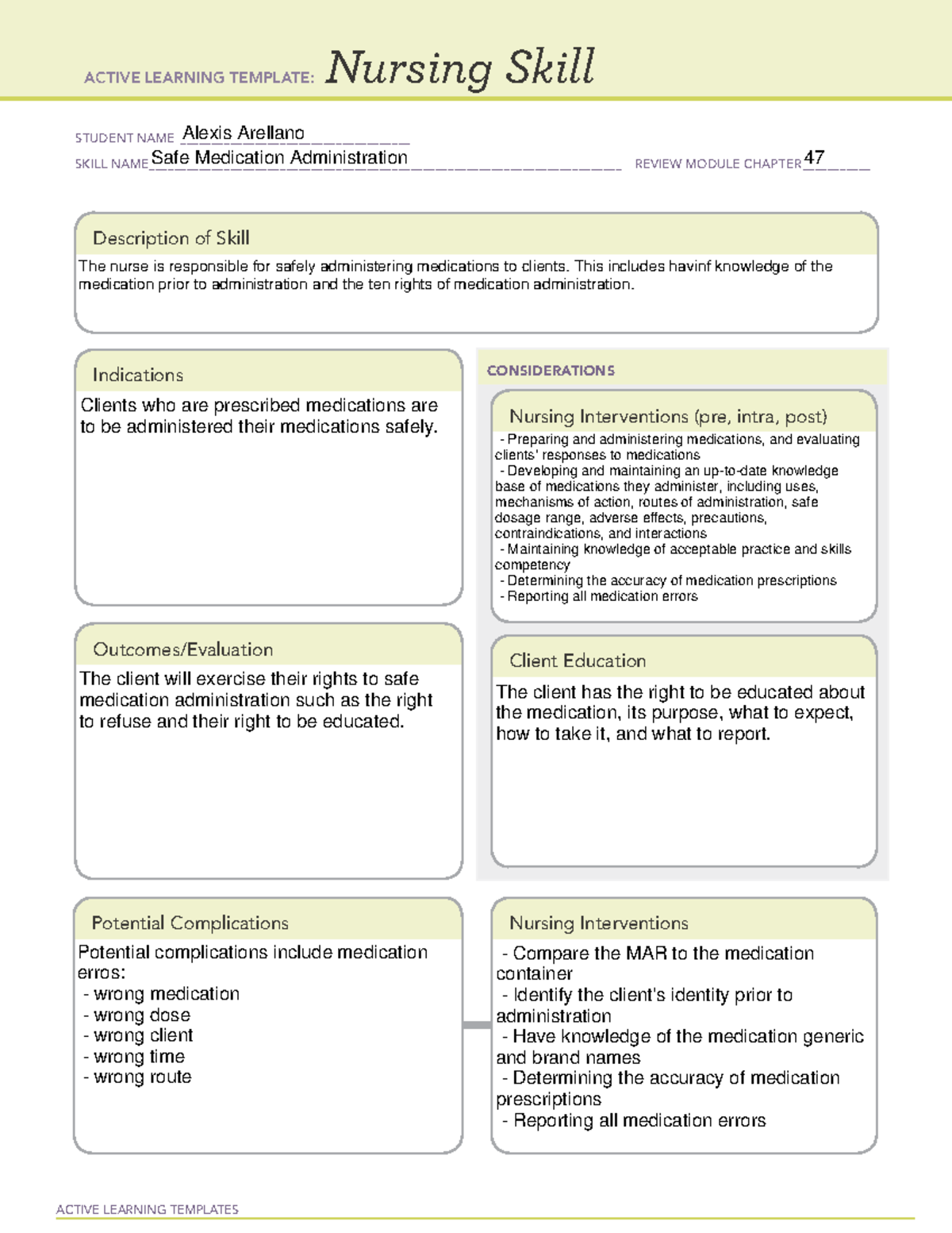 Active Learning Template for Nursing Skills Review Module - Studocu