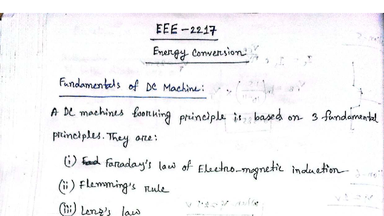 EEE 2217 Energy Conversion Fundamentals: DC Machine Principles - Studocu