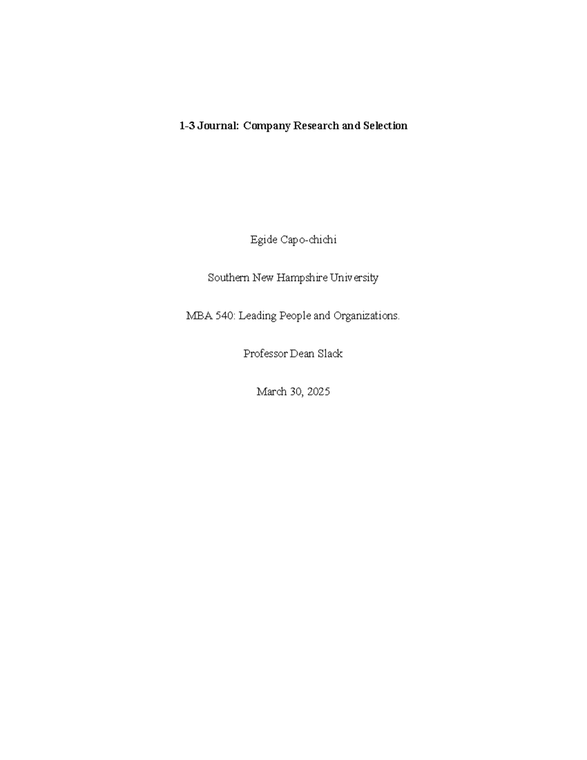 MBA 540 1-3 Journal: Company Research on Toyota Motor Corporation - Studocu