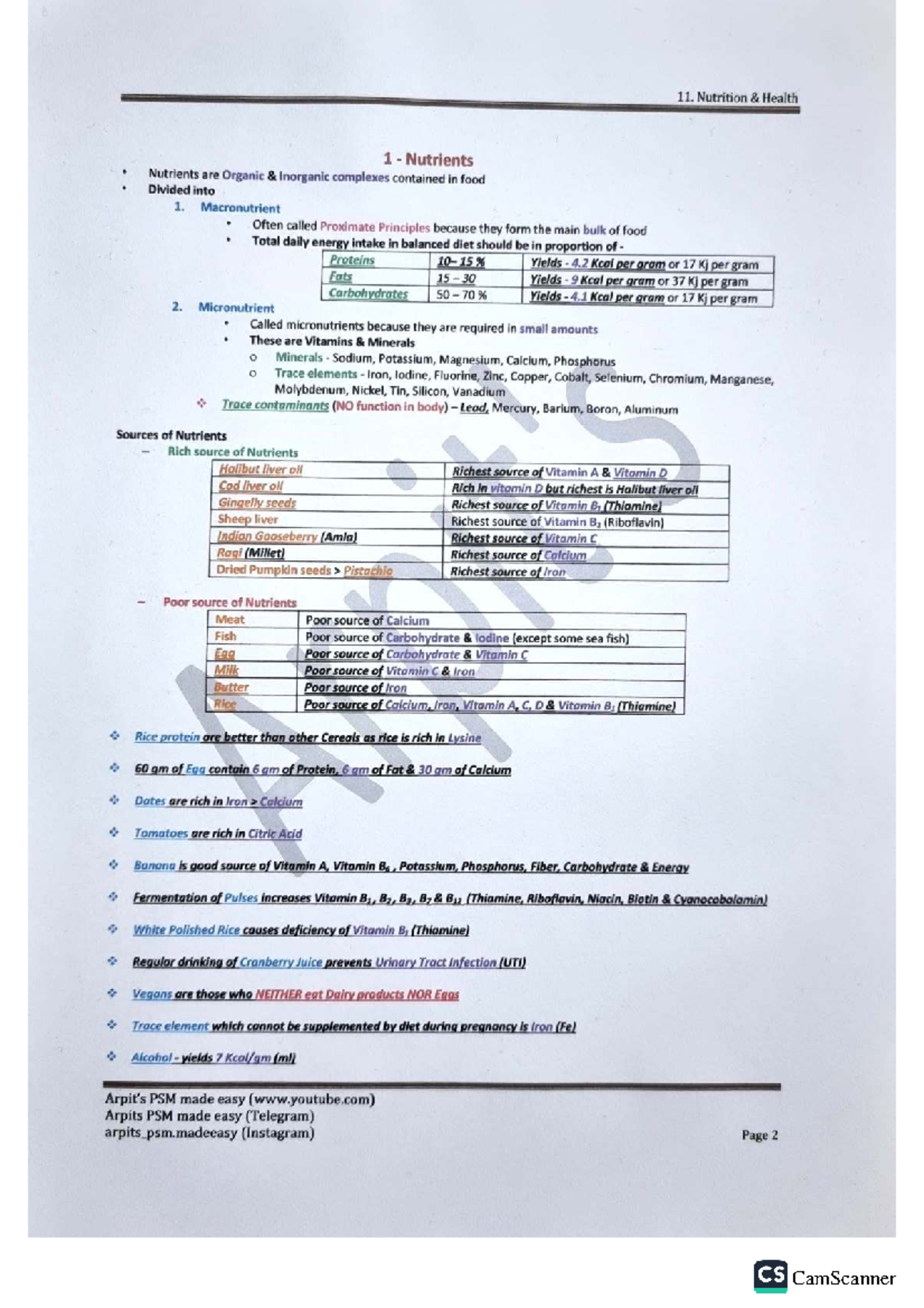CS 11. Nutrition Health: Comprehensive Overview of Nutrients and Their ...