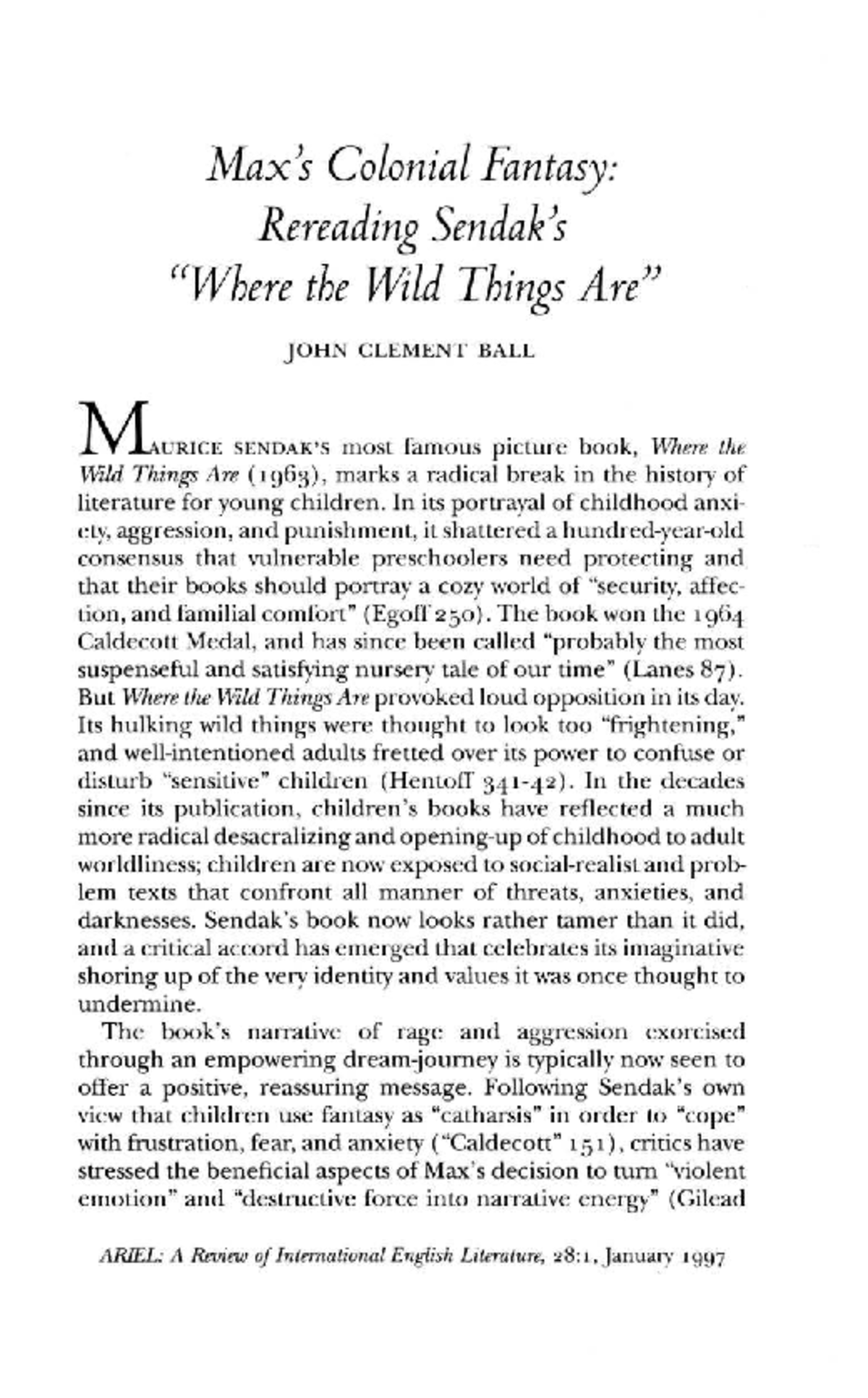 Max's Colonial Fantasy: Analyzing Sendak's "Where the Wild Things Are ...