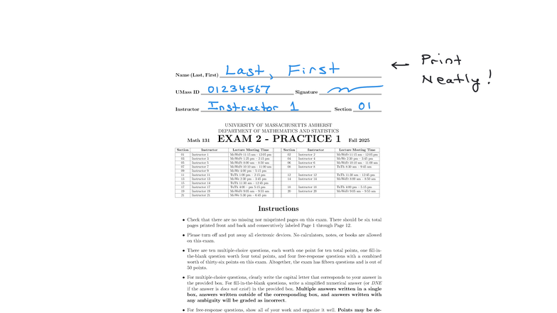 Math 131 Exam 2 Practice 1 Fall 2025 Solutions Studocu