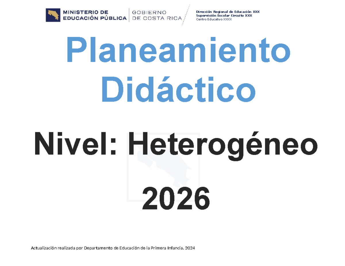 Plan de Convivencia Heterogéneo 2026 - Educación Preescolar - Studocu