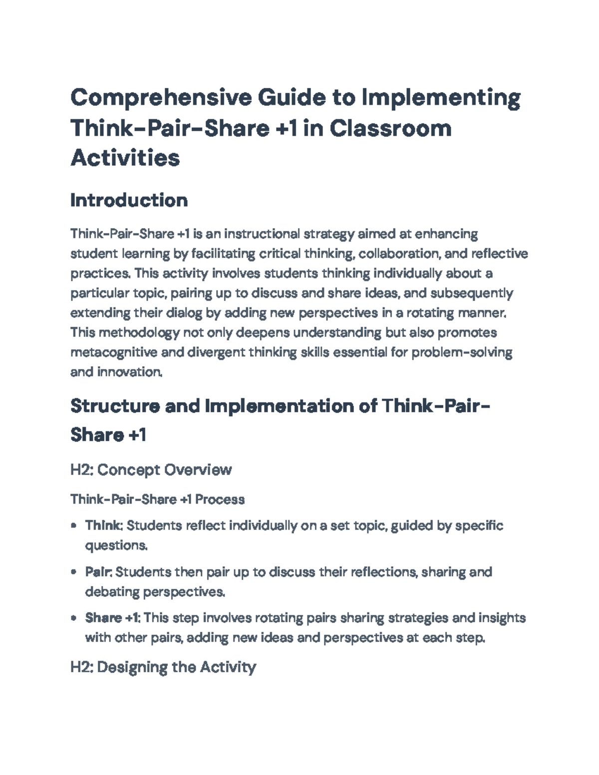 Comprehensive Guide: Implementing Think-Pair-Share +1 Strategies ...