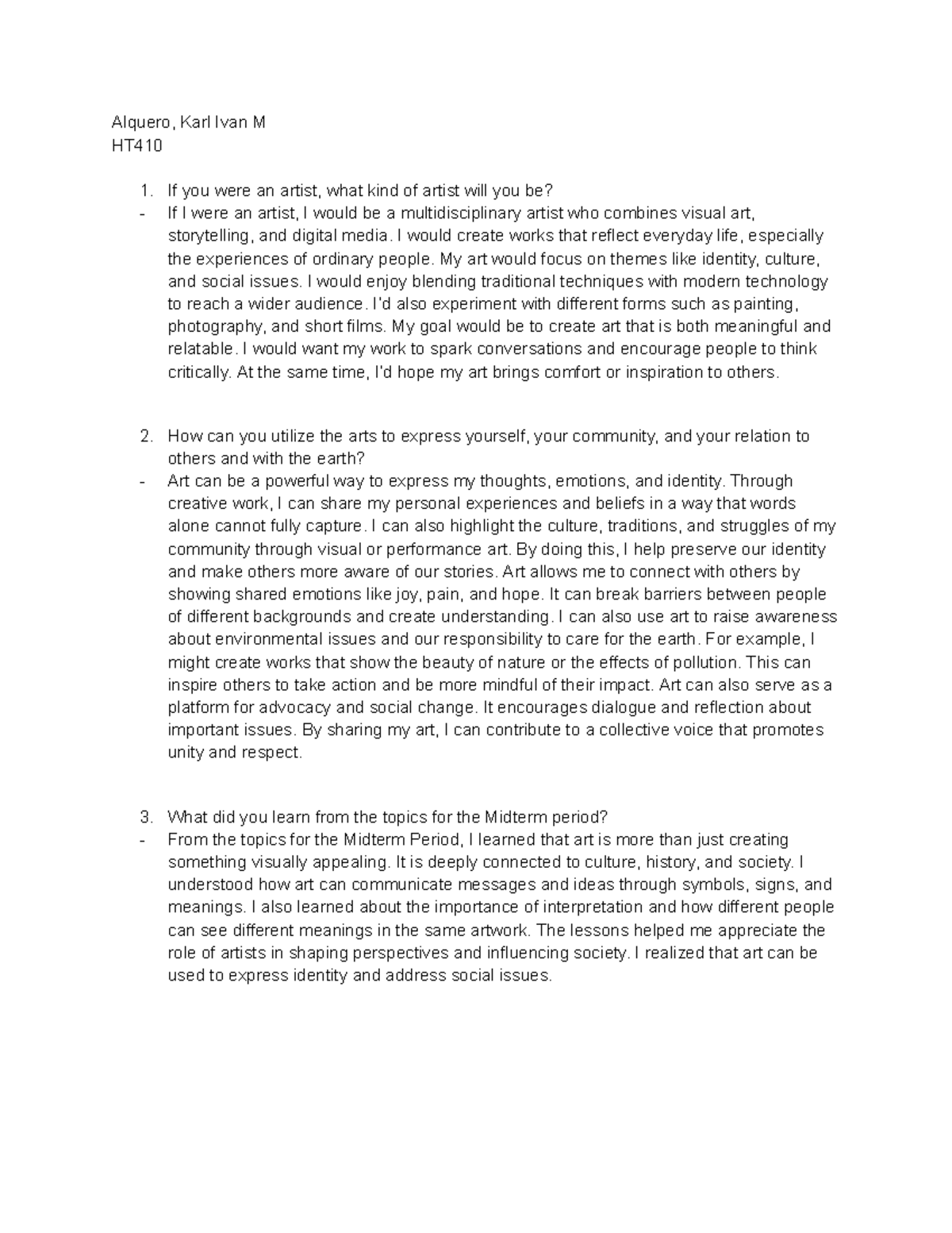 Midterm Synthesis - Art Appreciation HT410: Exploring Artistic Identity ...