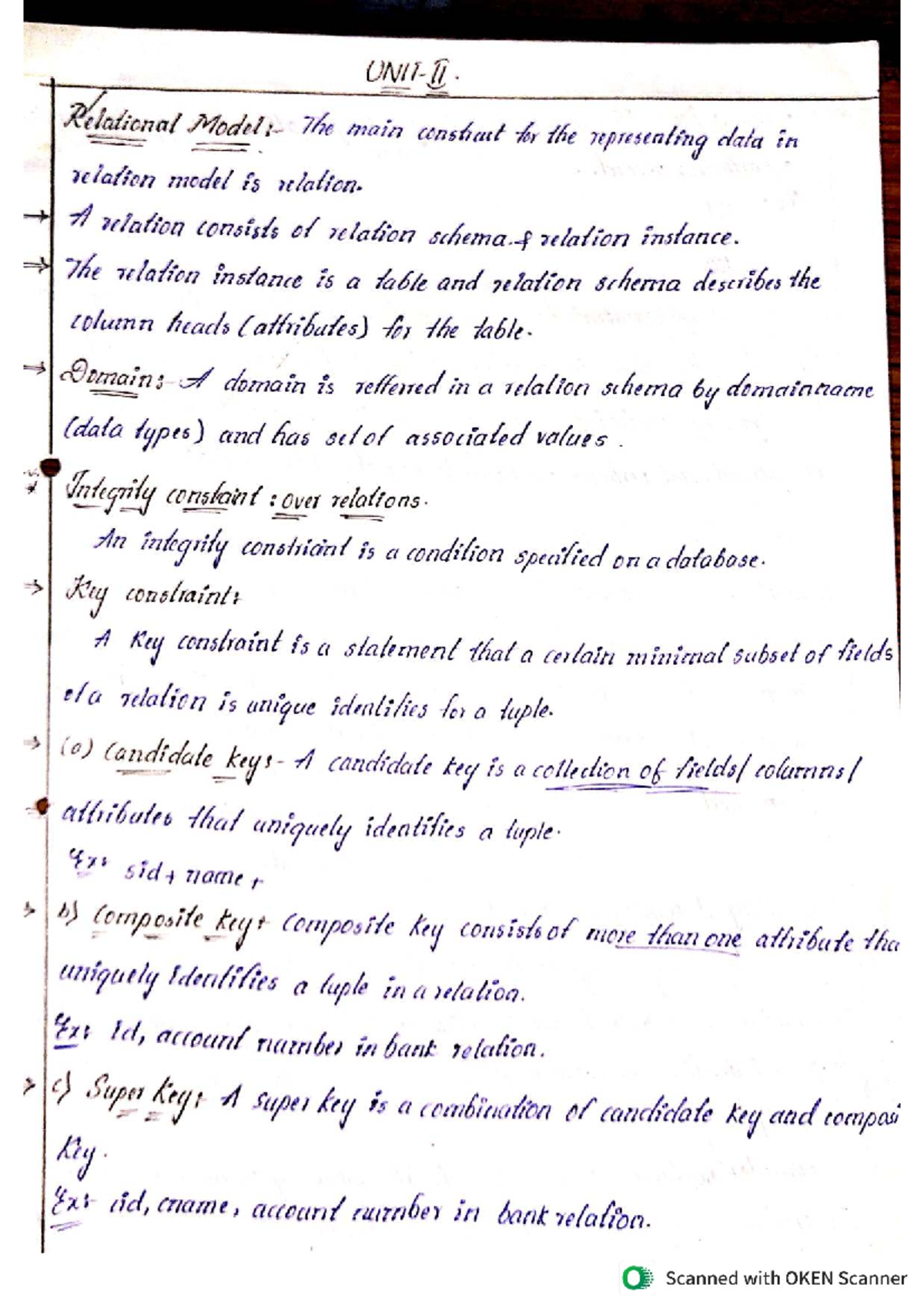 DBMS UNIT 2: Relational Model & Integrity Constraints - CSE - Studocu