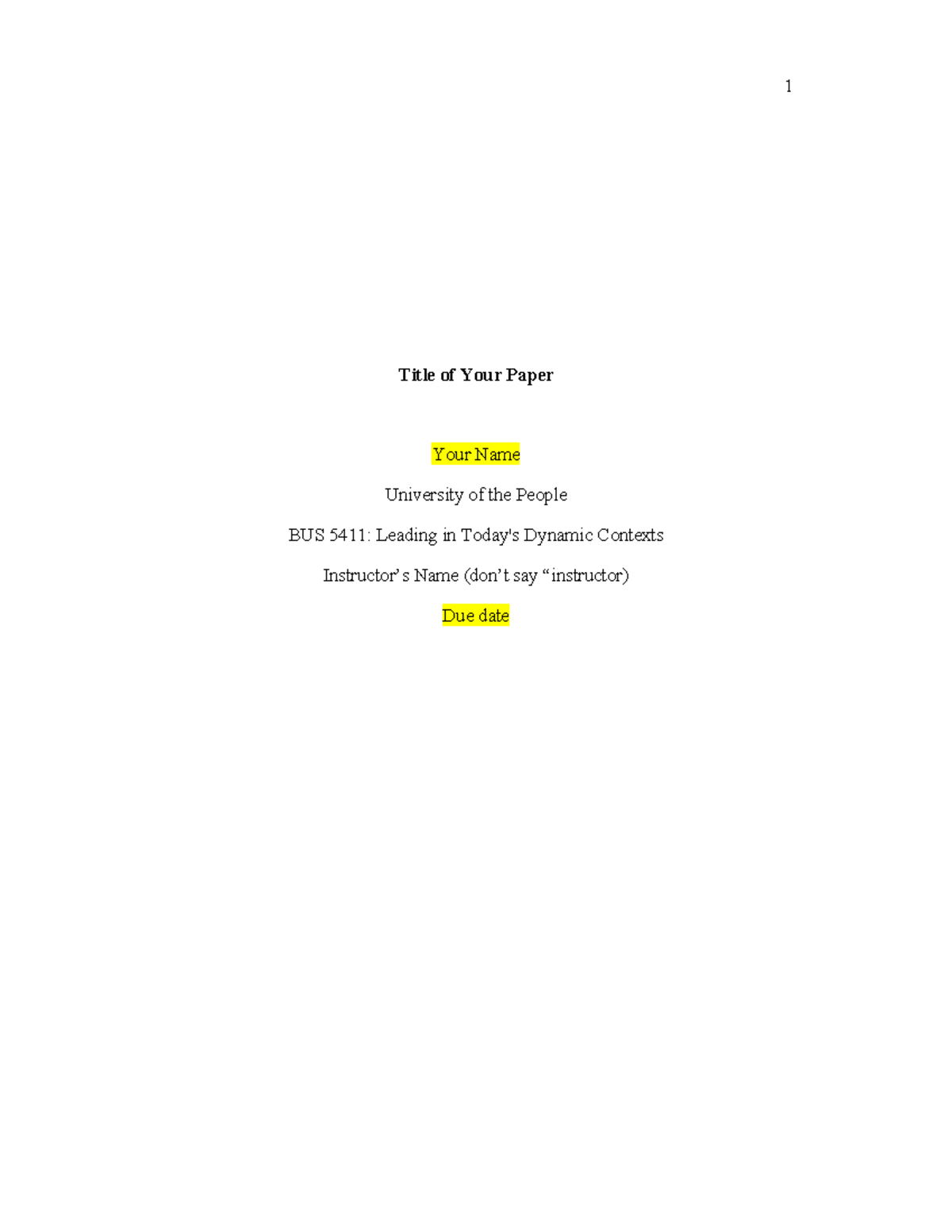 APA 7th Template - Bus 5411 portfolio activity unit 2Bus 5411 portfolio ...