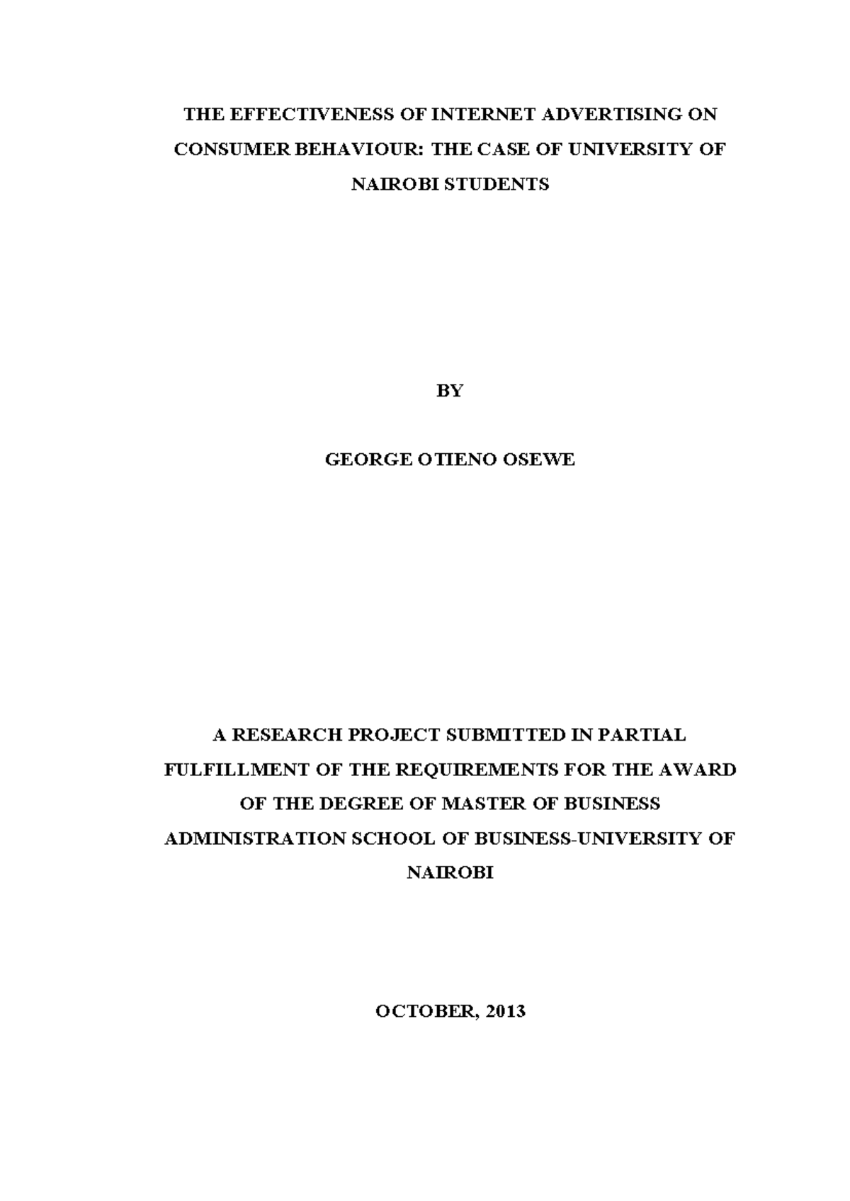 MBA Research Project: Effectiveness of Internet Advertising on UoN ...