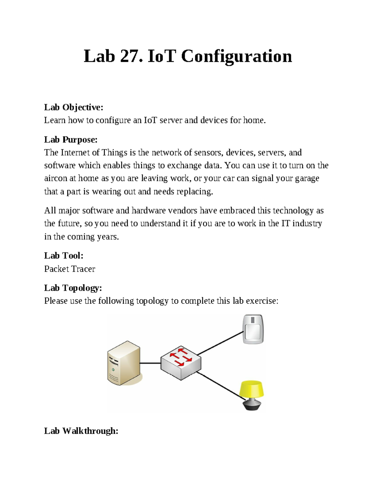 Lab 27: IoT Configuration with Packet Tracer - Setup & Walkthrough ...
