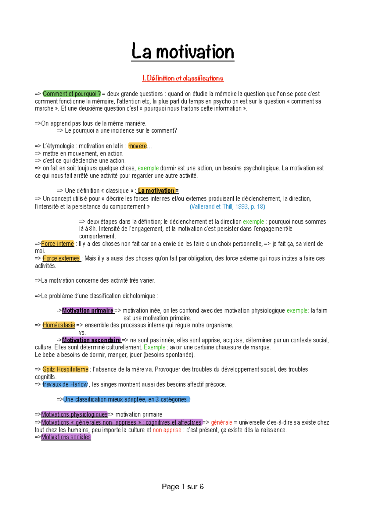 La motivation : Concepts et théories pour les L1 en psycho - Studocu