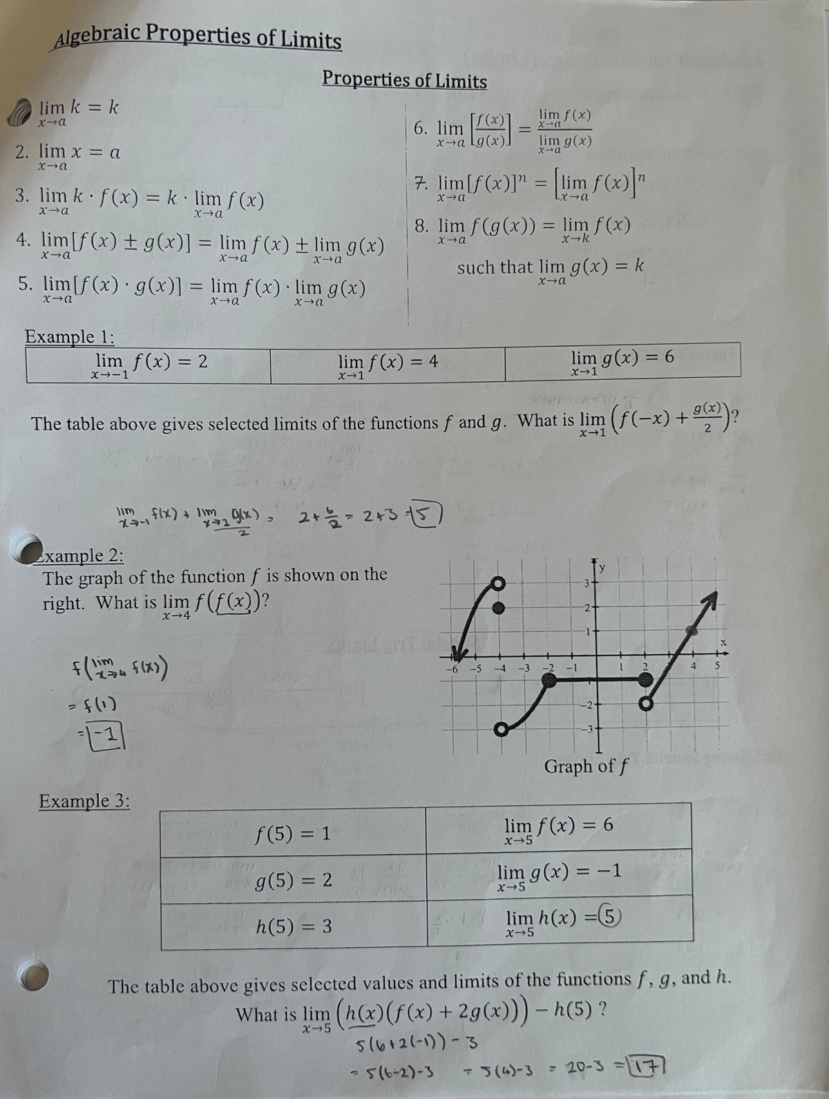 Algebraic Properties of Limits - Detailed Analysis and Examples - Studocu