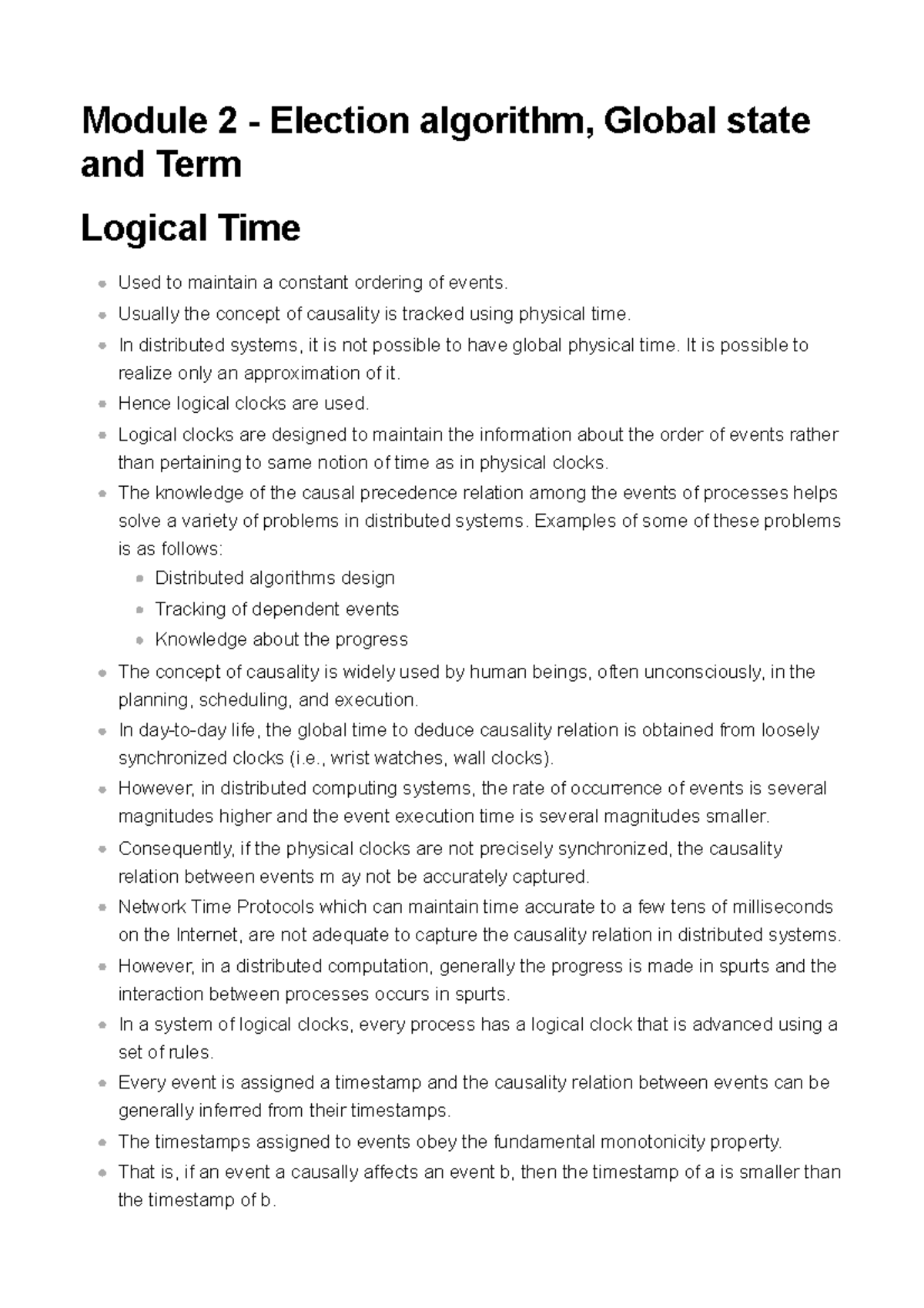 Module 2 - Election Algorithms and Logical Clocks in Distributed ...