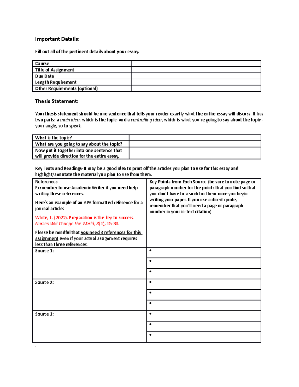 GPS 101 - Essay Plan for Week 7: Outline & Thesis Development - Studocu