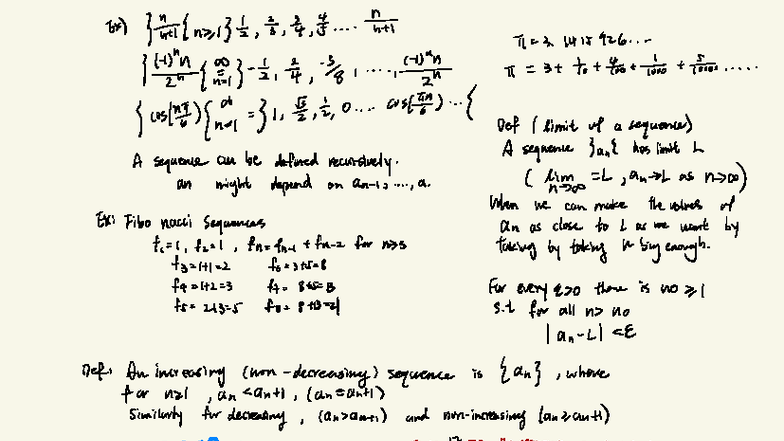 Calculus 1301 - Sequences and Limits Overview Notes - Studocu