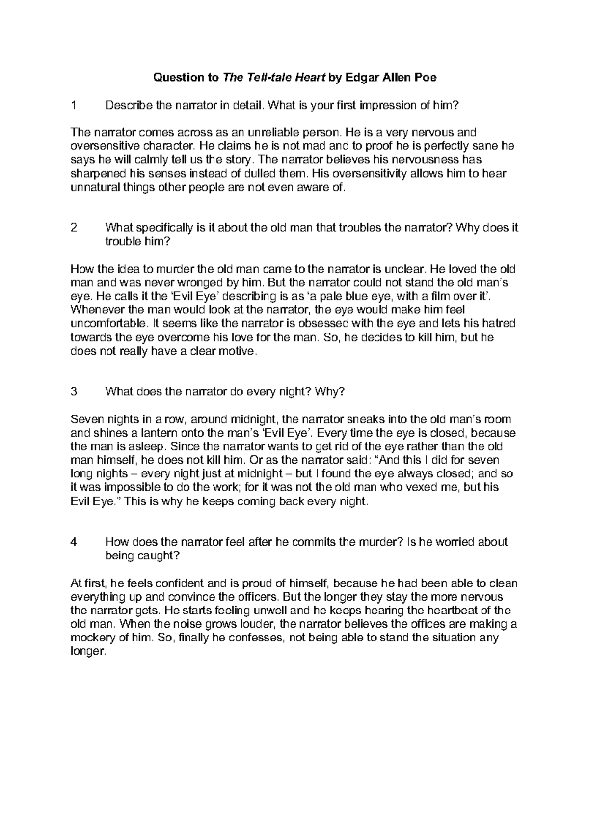 V6 AF Essay Notes: Analyzing the Narrator in "The Tell-Tale Heart ...